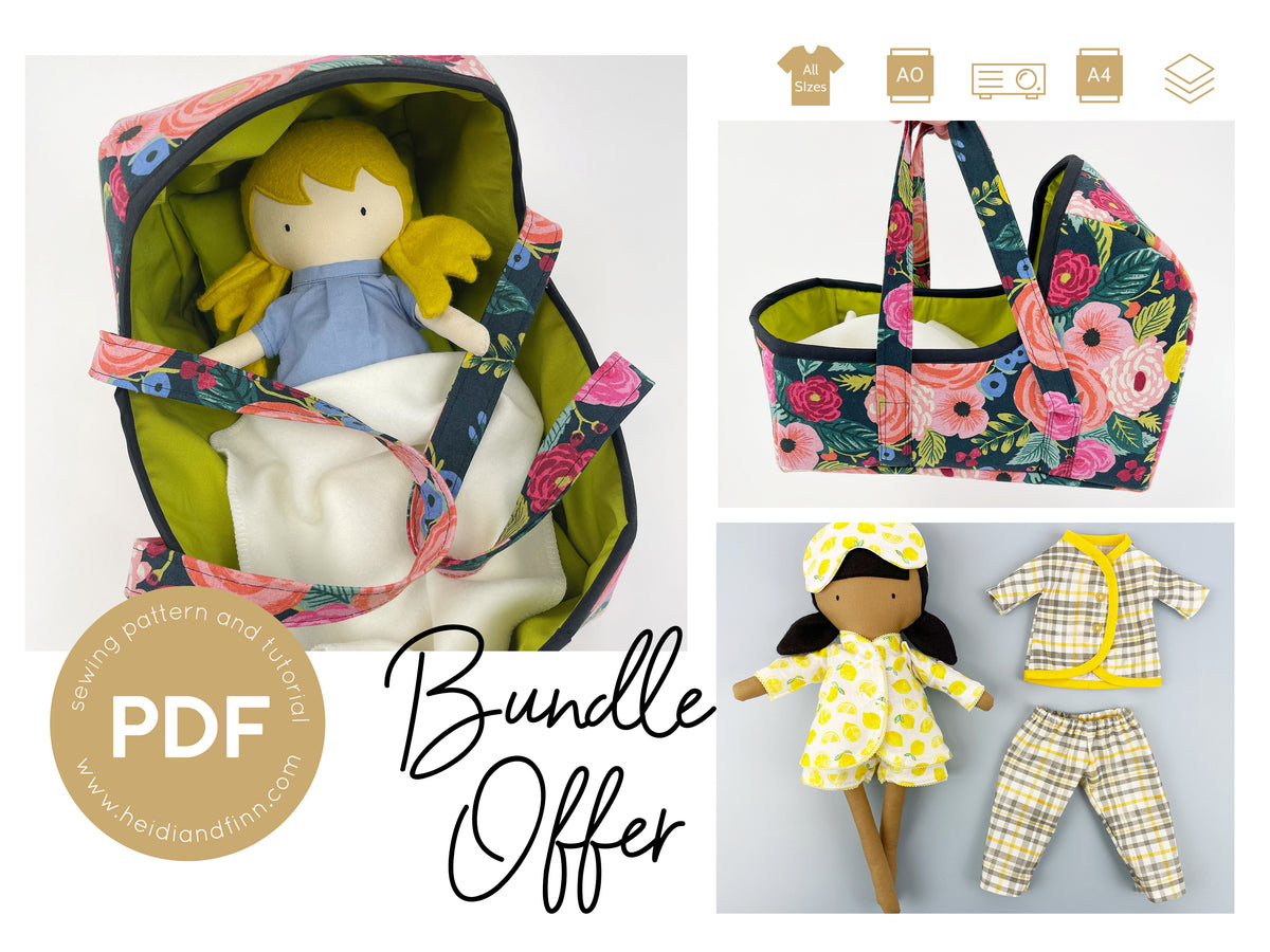 Mini Pals 14" bassinet BUNDLE (bassinet + dressup set #5) – Heidi&Finn