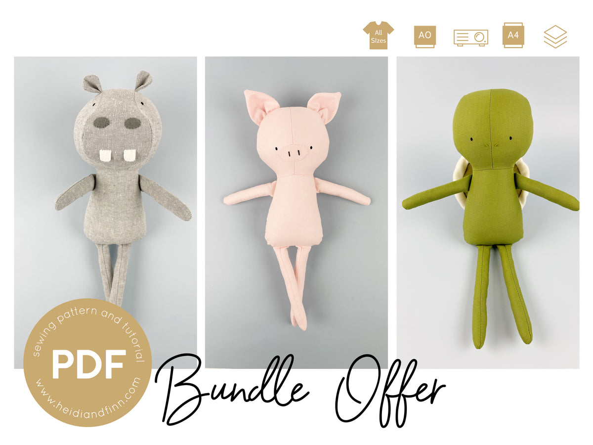 Mini Softies - Bundle (hippo, turtle, pig) – Heidi&Finn