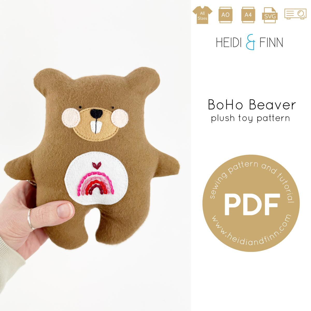 BoHo beaver Plush toy – Heidi&Finn