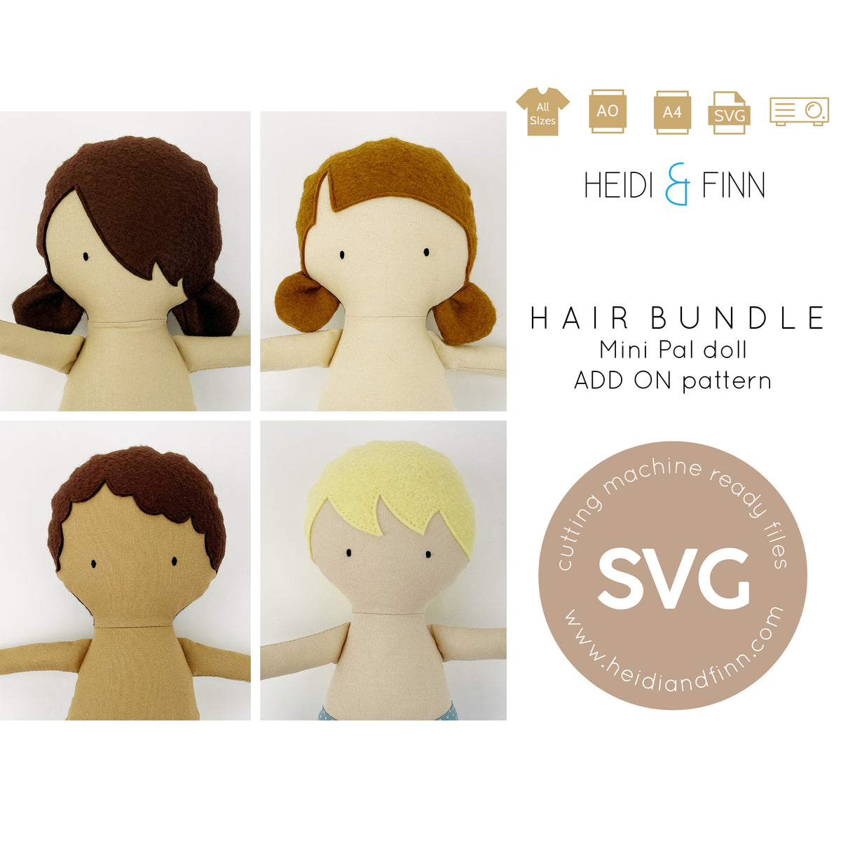 Mini Pals - Hairstyle bundle (Add-on pattern) – Heidi&Finn