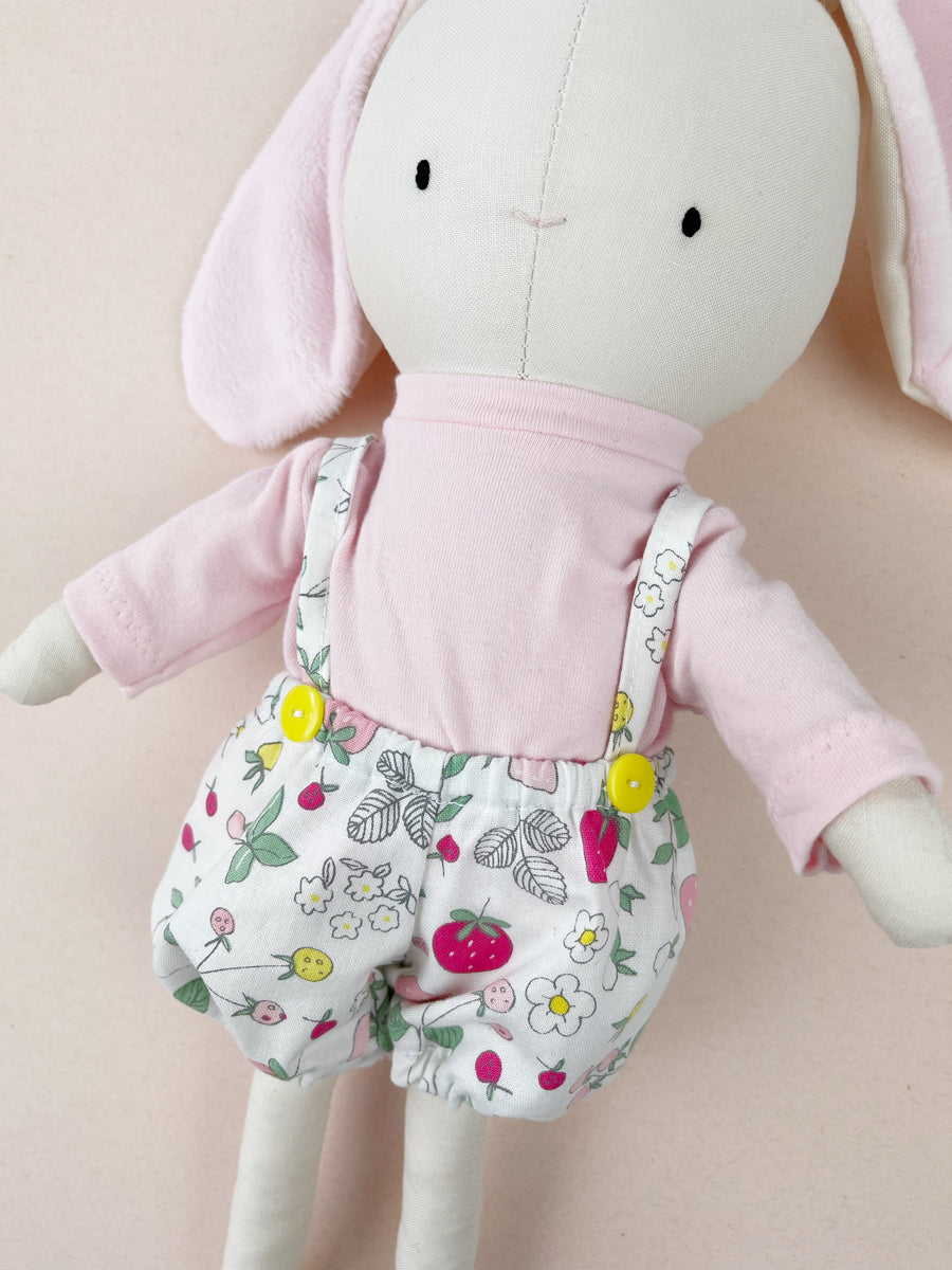 Heirloom Soft doll toy - Bunny strawberry bloomers – Heidi&Finn